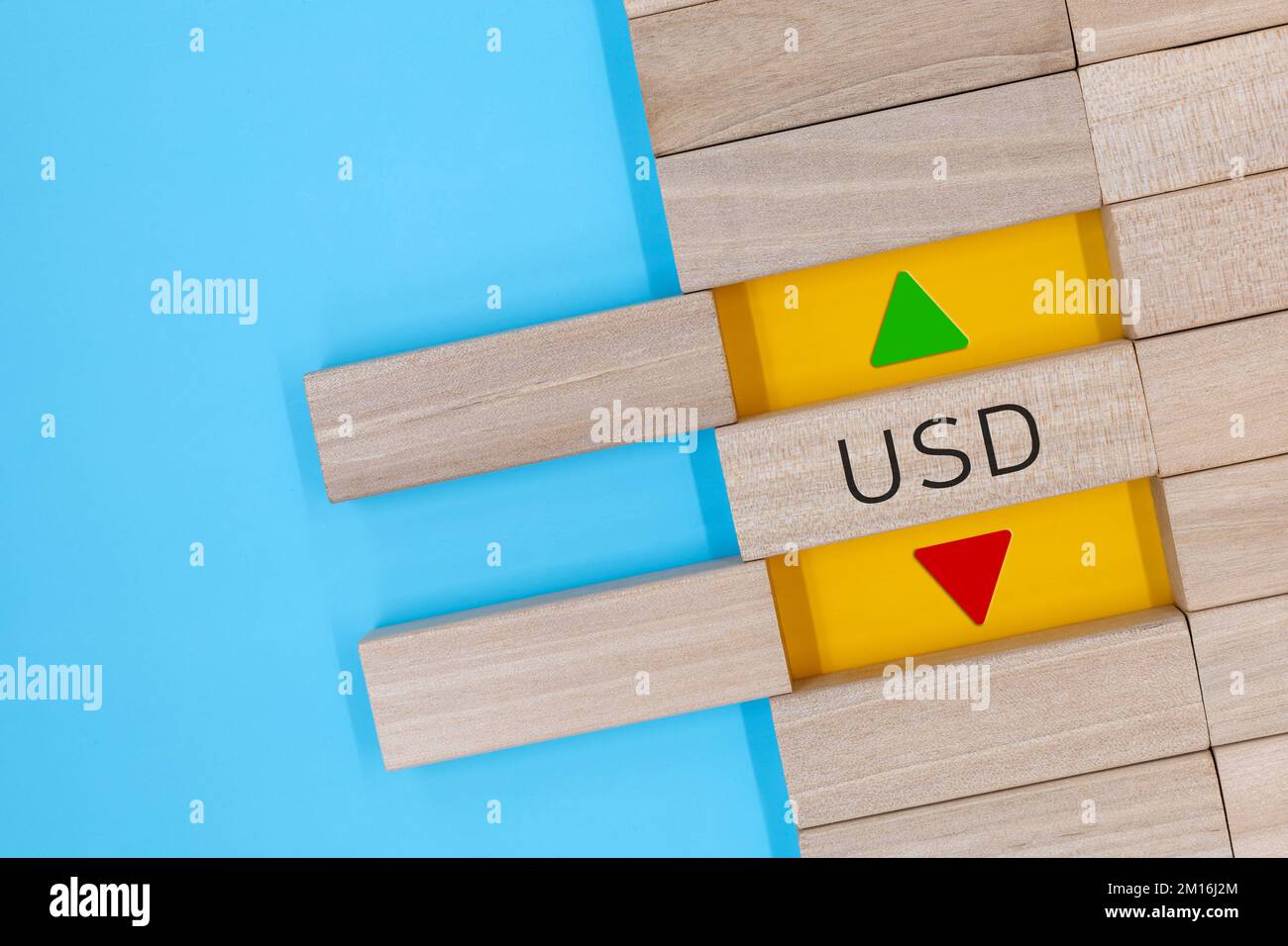 usd symbol icon up down written on block Stock Photo - Alamy