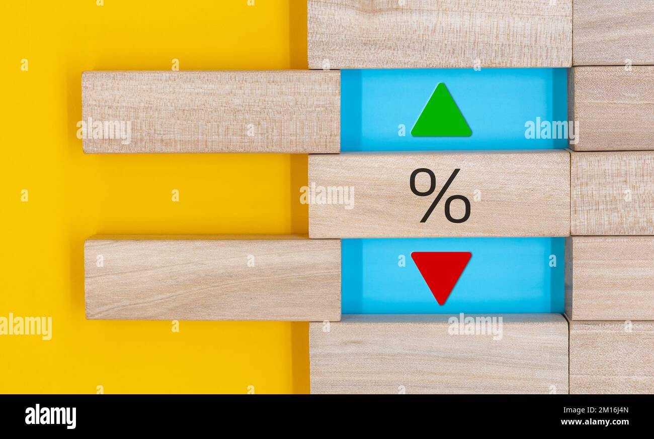 percentage to UP and Down arrow symbol icon. Interest rate, stocks ...