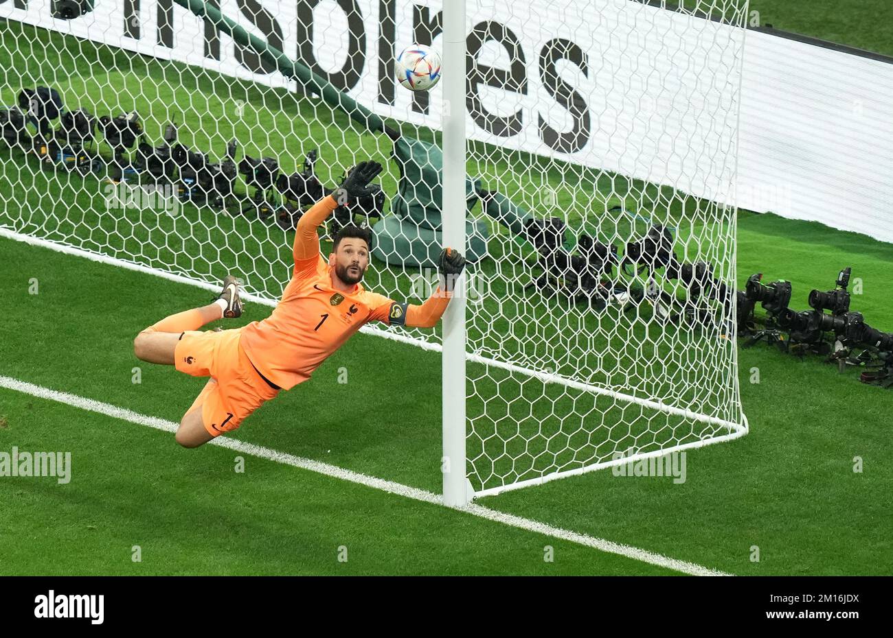 France goalkeeper Hugo Lloris saves a shot from England's Harry Kane ...