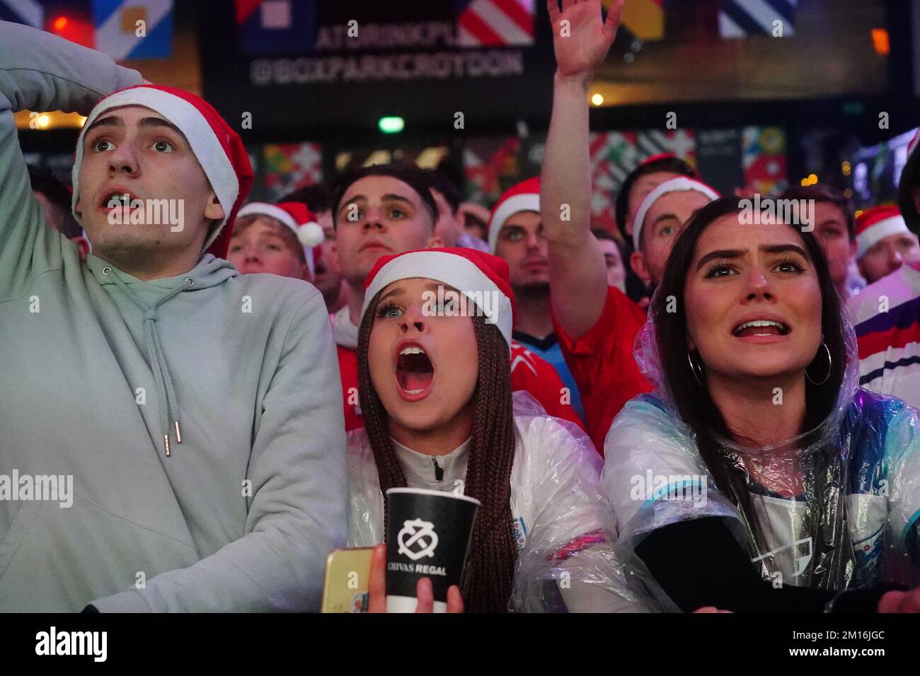 England fans at BOXPARK Croydon in London watching a screening of the ...