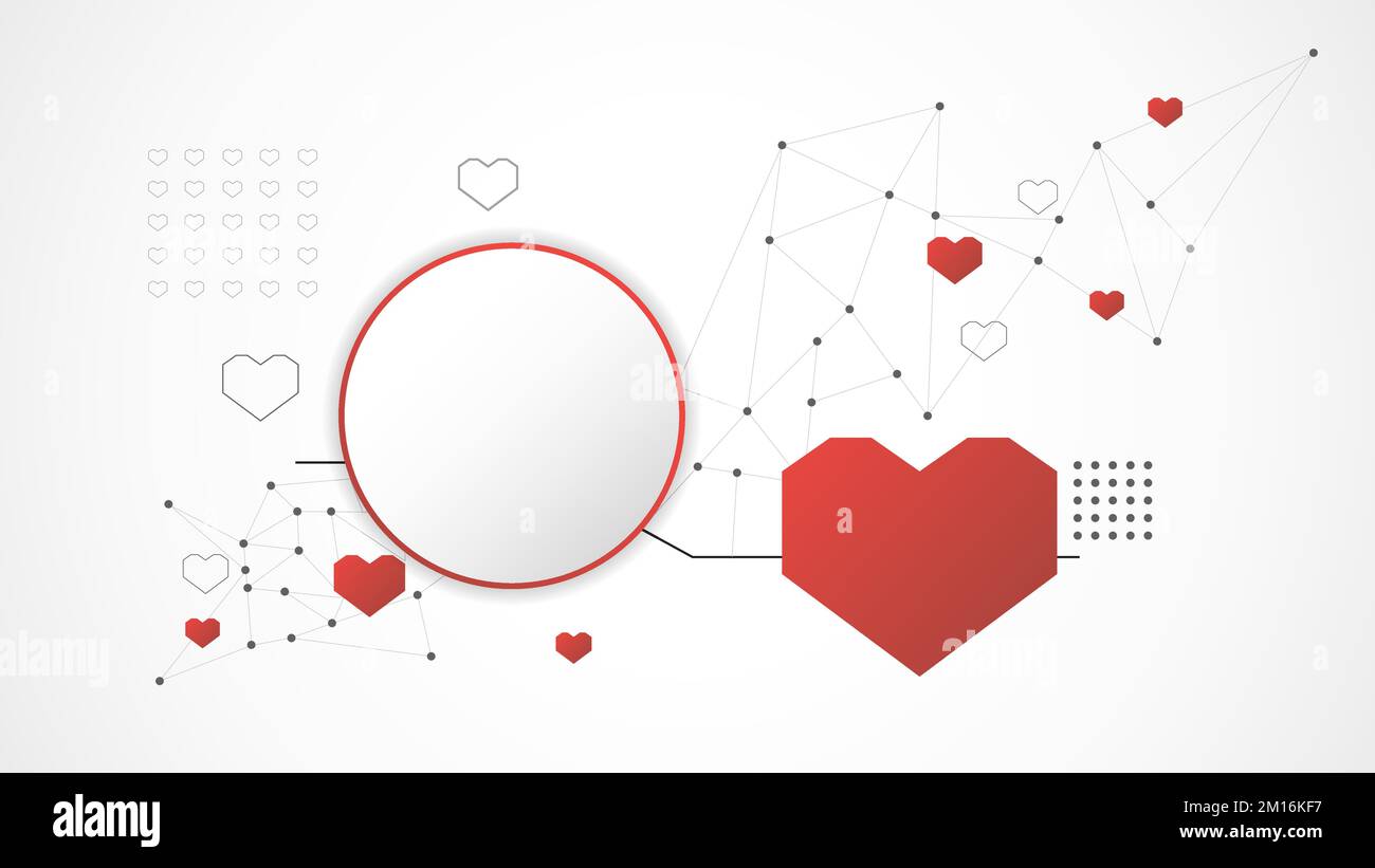 white red circle technology heart background abstract. technology with ...