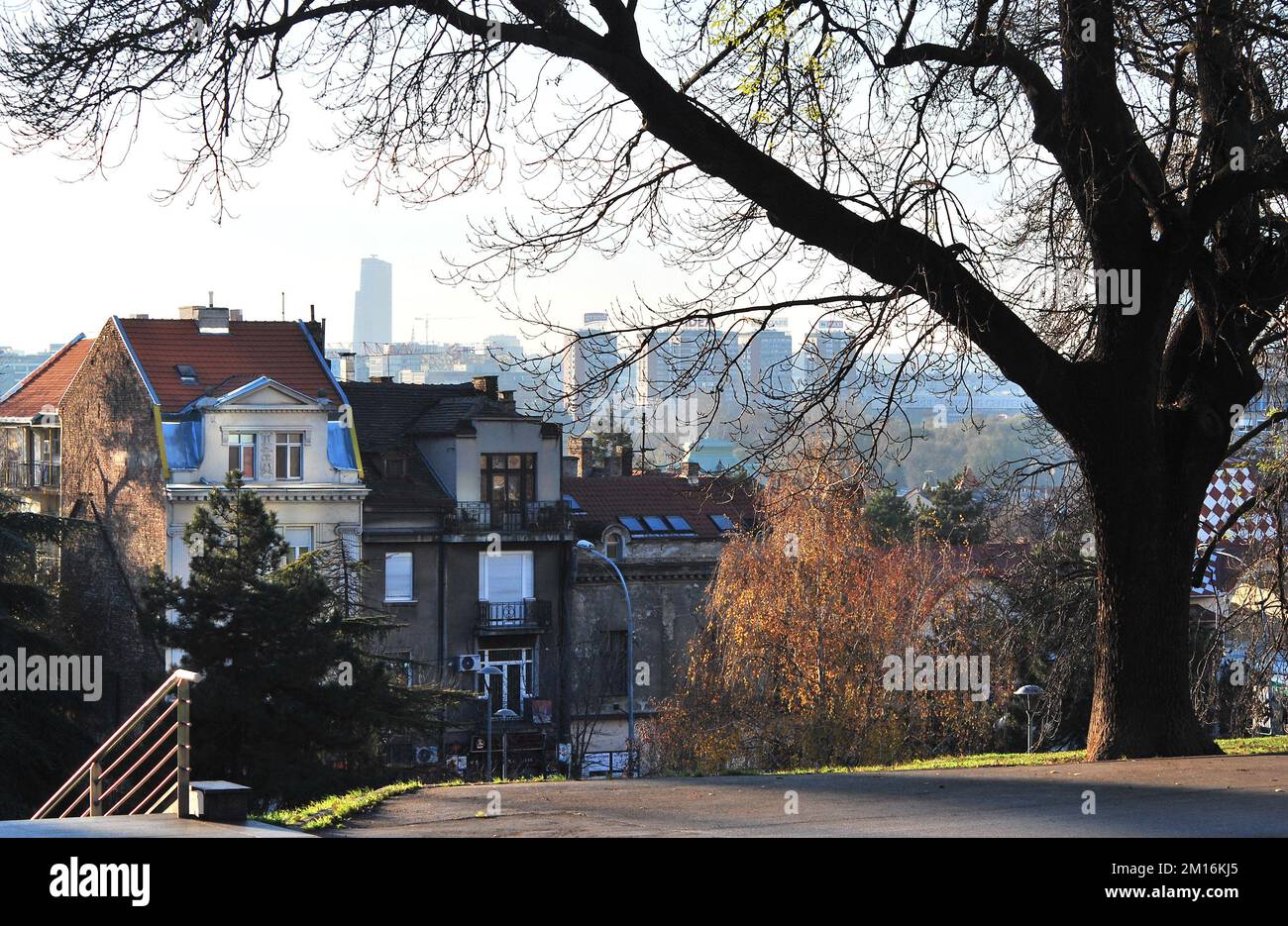 Center of Belgrade city and new and old buildings Stock Photo - Alamy