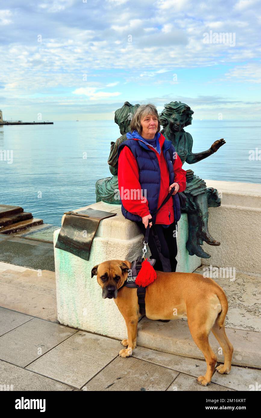 Trieste, Italy. The bronze statue dedicated to the "mule" of Trieste ...