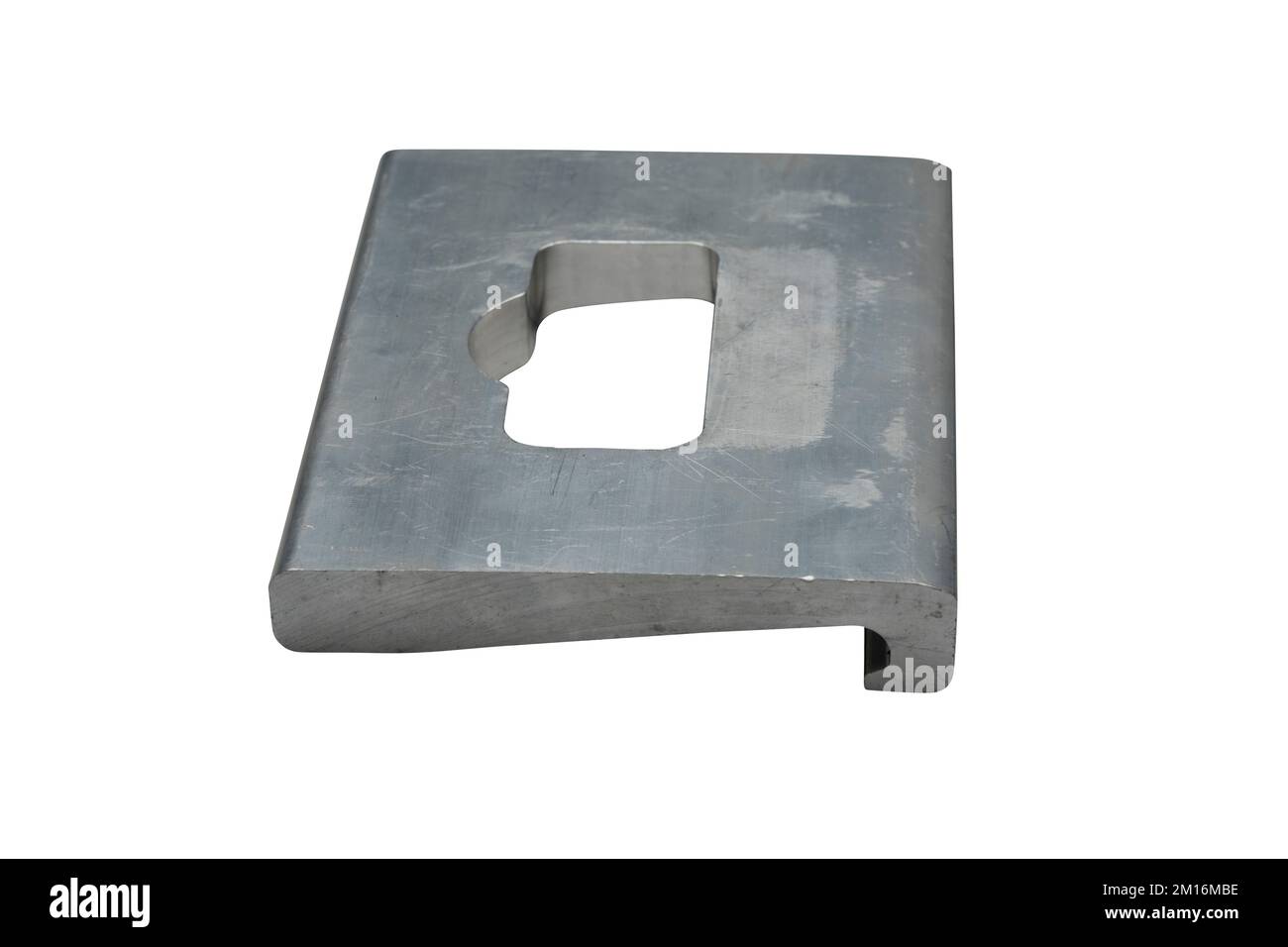 A single gray J-Plate Aluminum Extruded Tie-Down isolated on a white ...