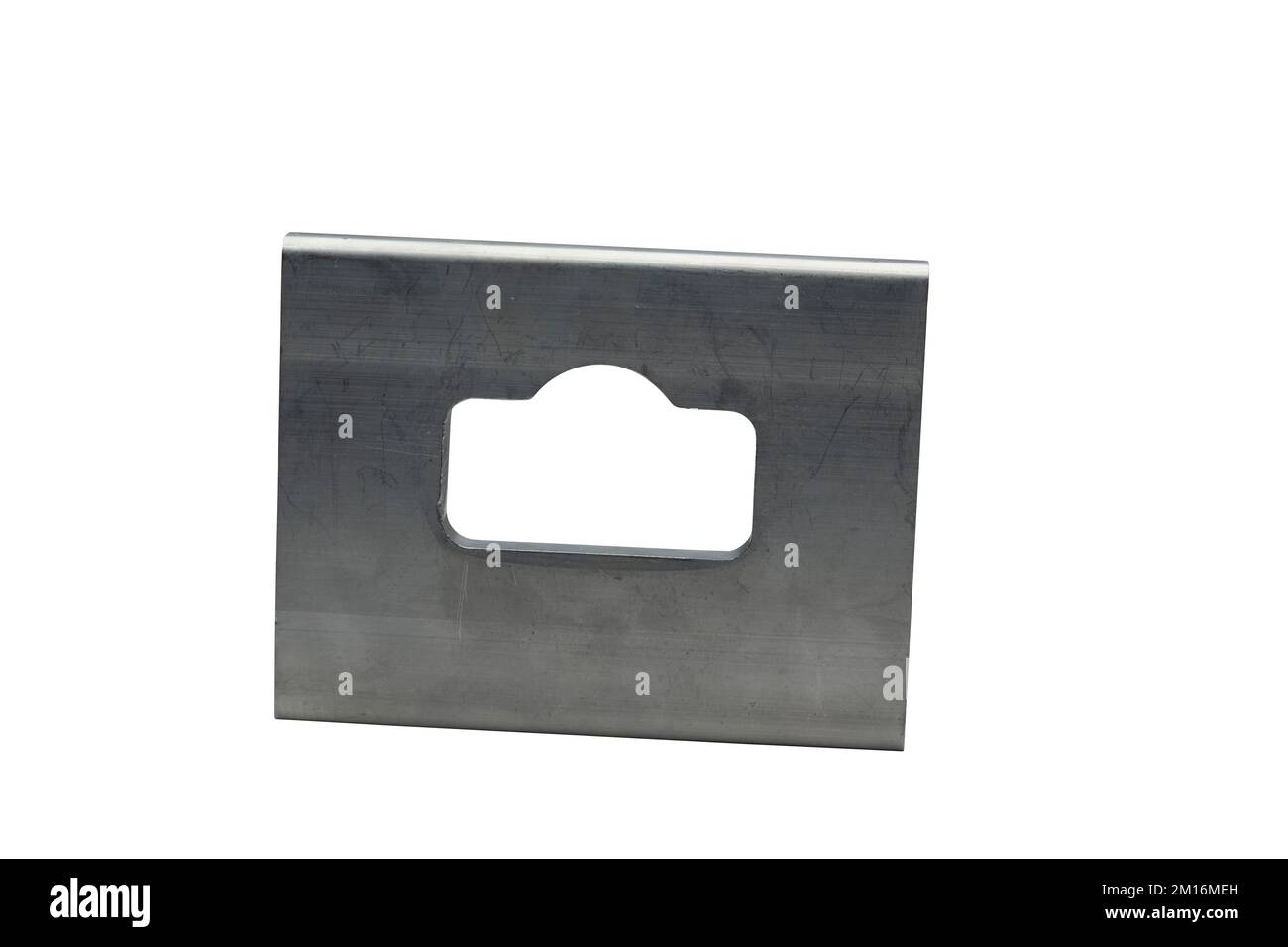 A single gray J-Plate Aluminum Extruded Tie-Down isolated on a white ...