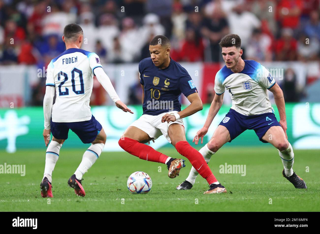 Al Khor, Qatar, 10th December 2022. Kylan Mbappe of France tracked by ...