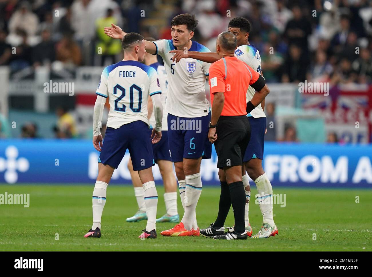 England's Harry Maguire, Phil Foden and Jude Bellingham argue with ...