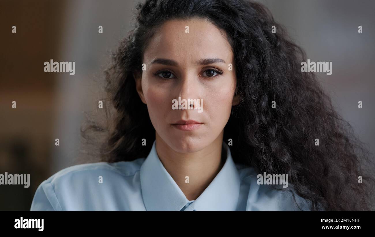 Portrait female upset face arab girl attractive hispanic woman with ...