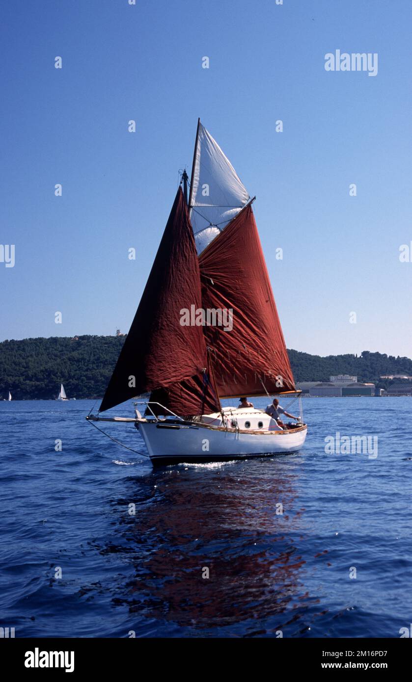 Typical Mediterranean boats at sea under sail Stock Photo - Alamy