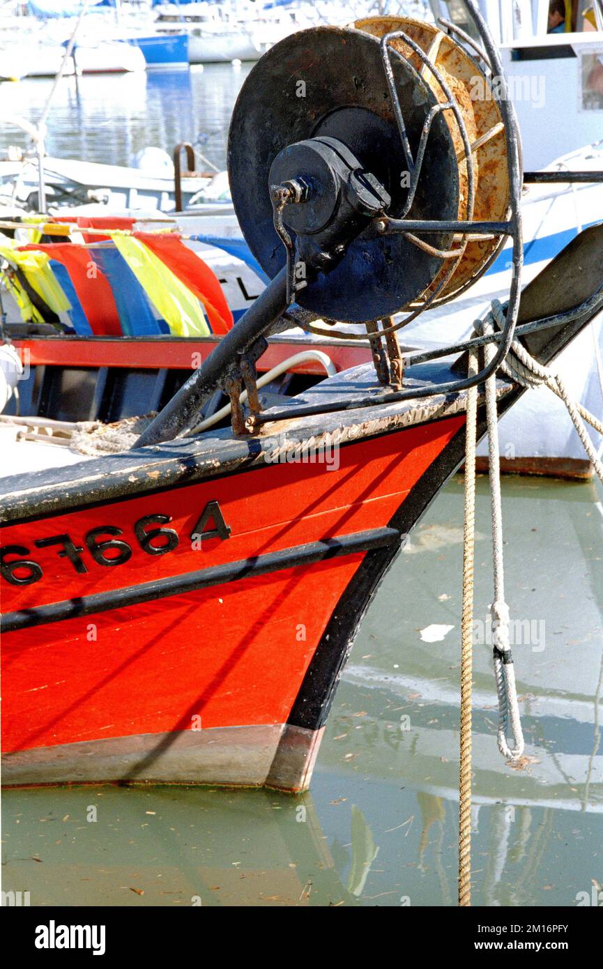 Winch for raising fishing nets on a fishing boat Stock Photo - Alamy