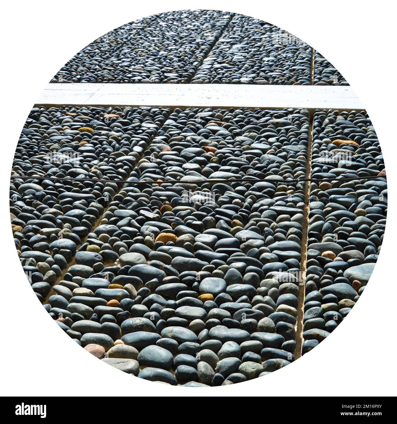 Wall texture decorated with blue pebbles, pebbles glued to the wall ...