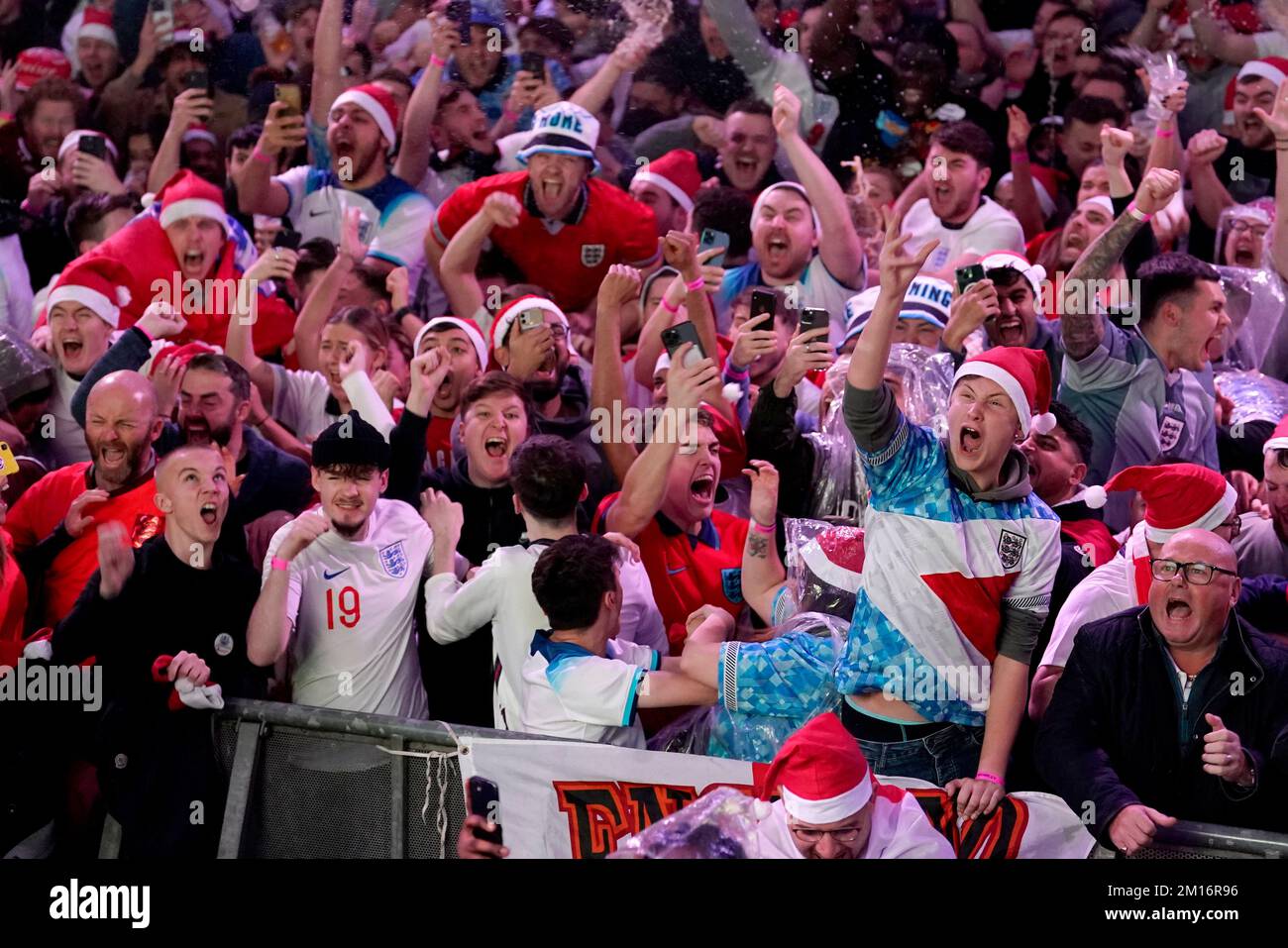 England fans celebrate their equalising goal at BOXPARK Wembley in ...
