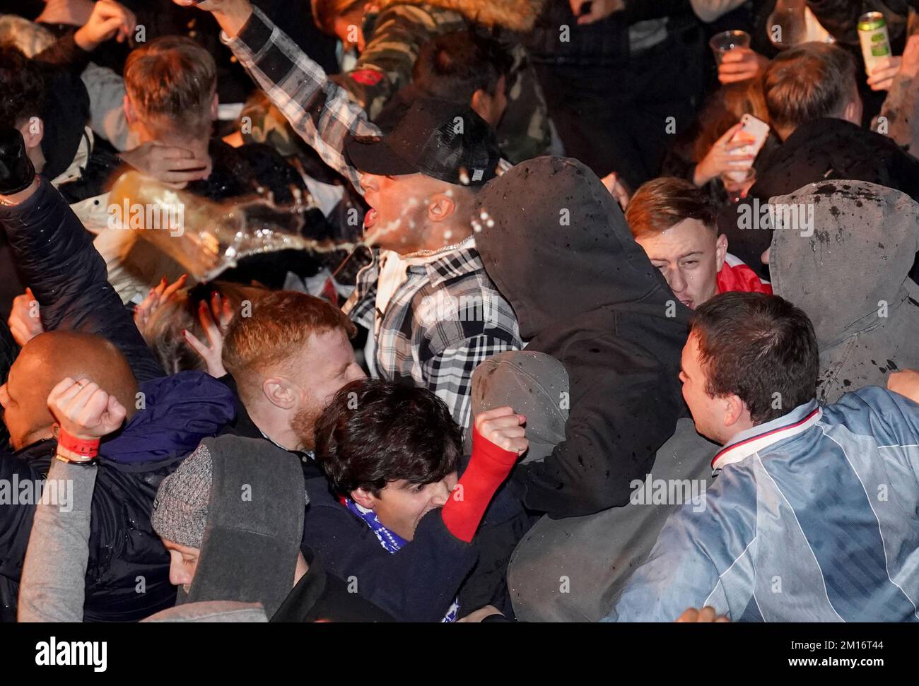 England fans celebrate their equalising goal at the 4TheFans Fan Park ...