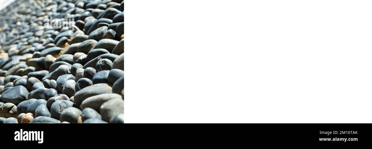 Wall texture decorated with blue pebbles, pebbles glued to the wall ...