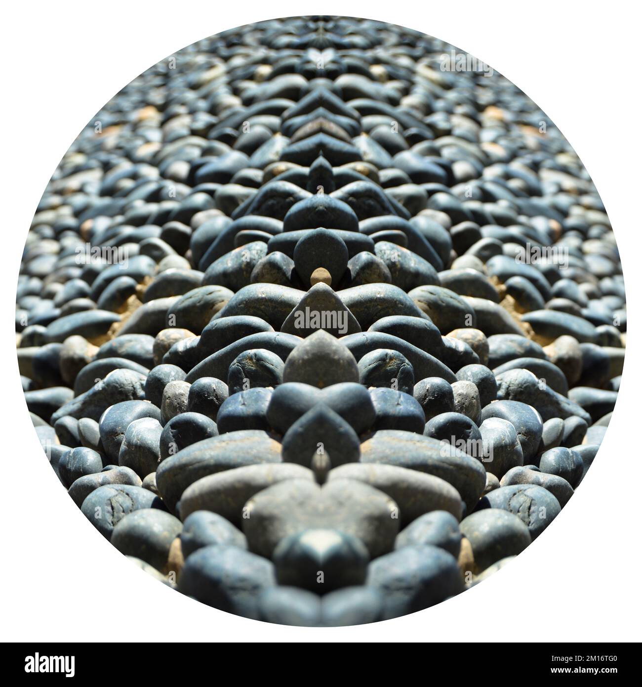 Wall texture decorated with blue pebbles, pebbles glued to the wall ...