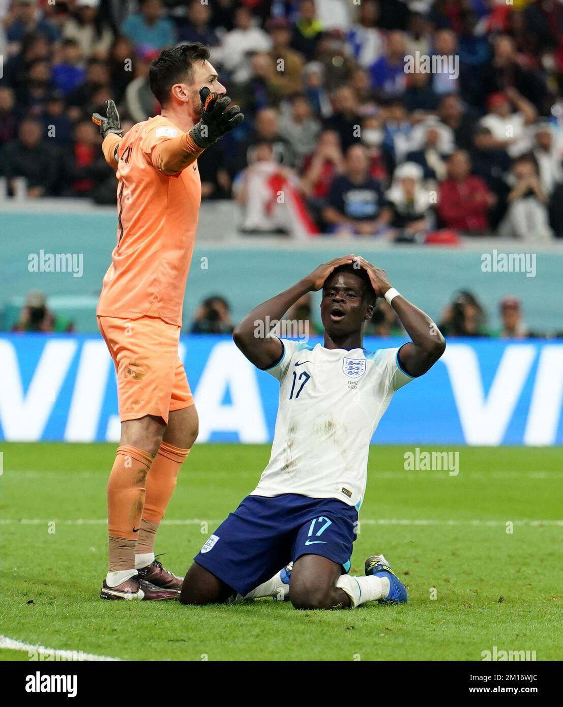 England's Bukayo Saka rues a missed chance during the FIFA World Cup ...