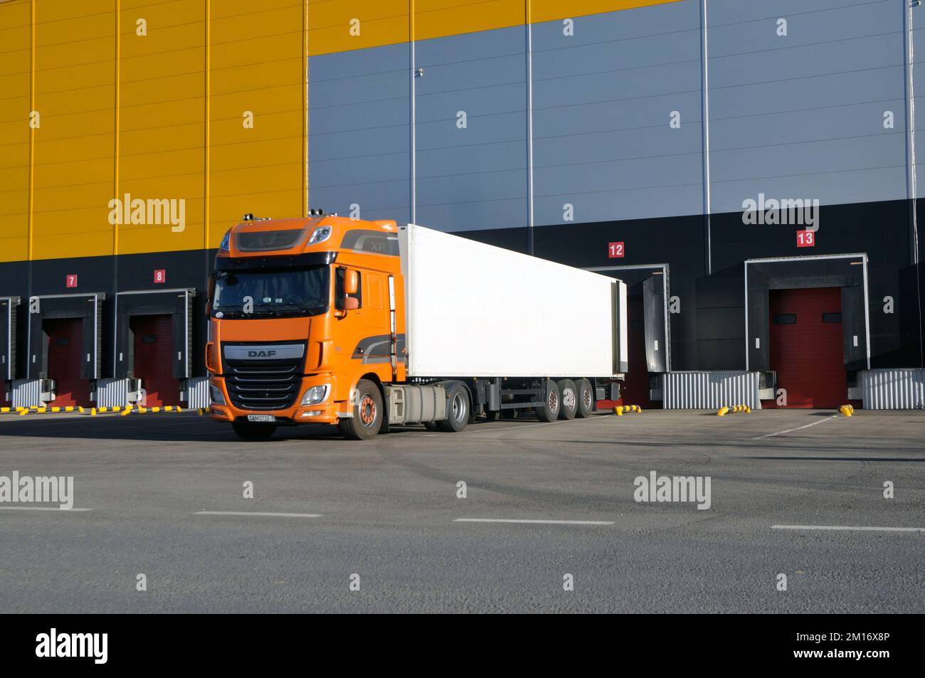 Moscow, Russia - June 26, 2022: Modern logistics complex. Unloading ...