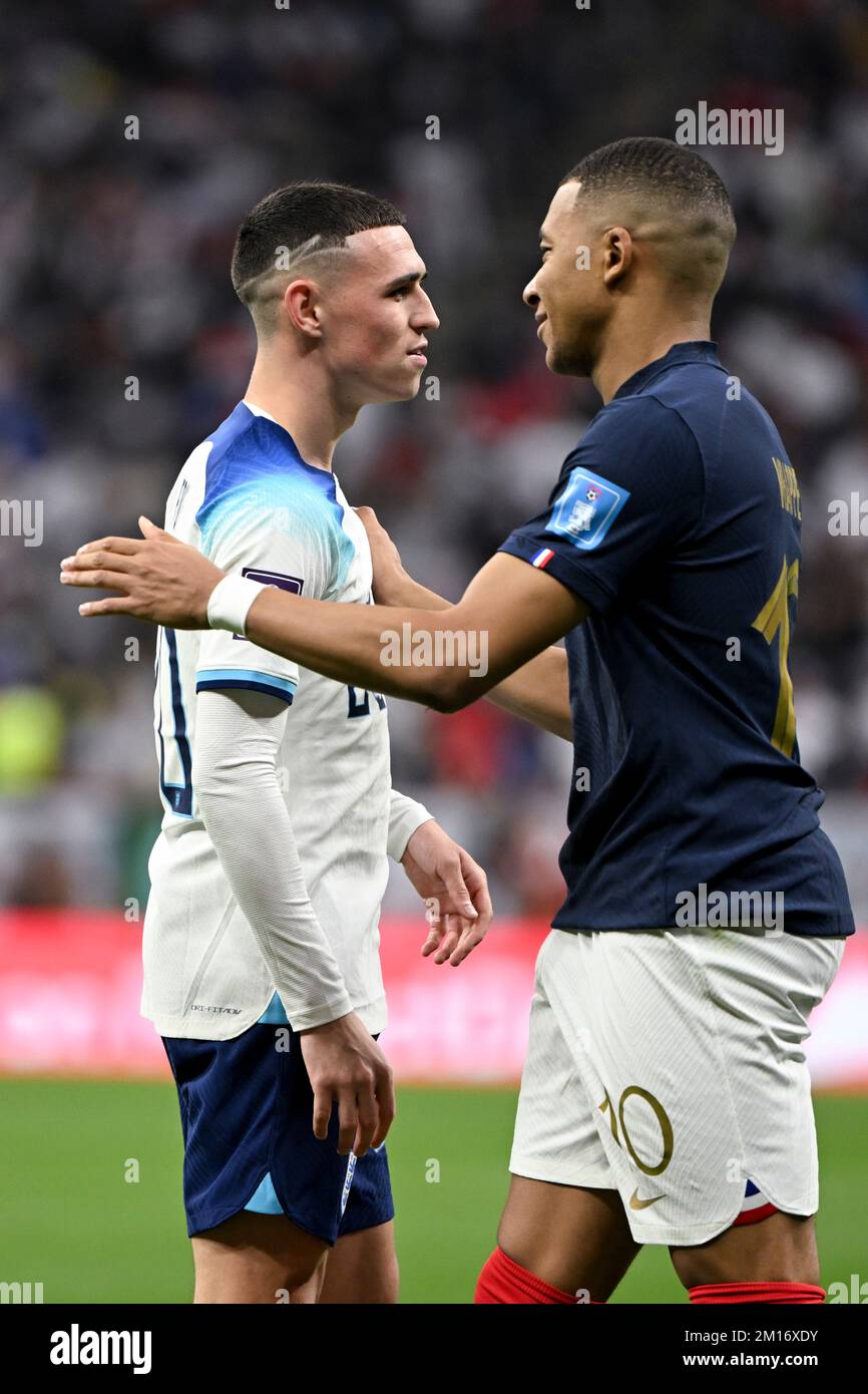 Al Khor, Qatar. 10th Dec, 2022. Kylian Mbappe (R) of France and Phil ...