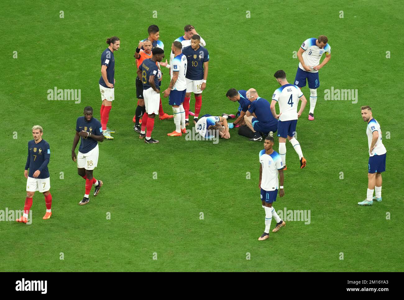 England's John Stones reacts to an injury during the FIFA World Cup ...