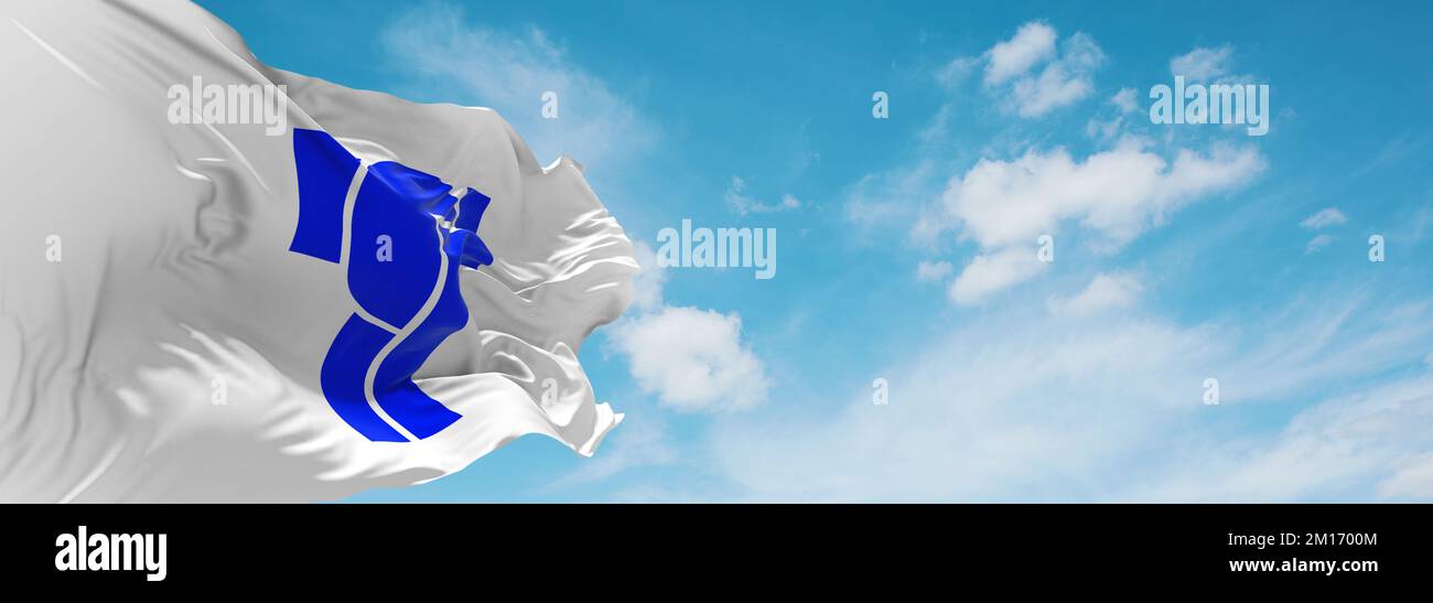 official flag of Tempe, Arizona untied states of America at cloudy sky ...