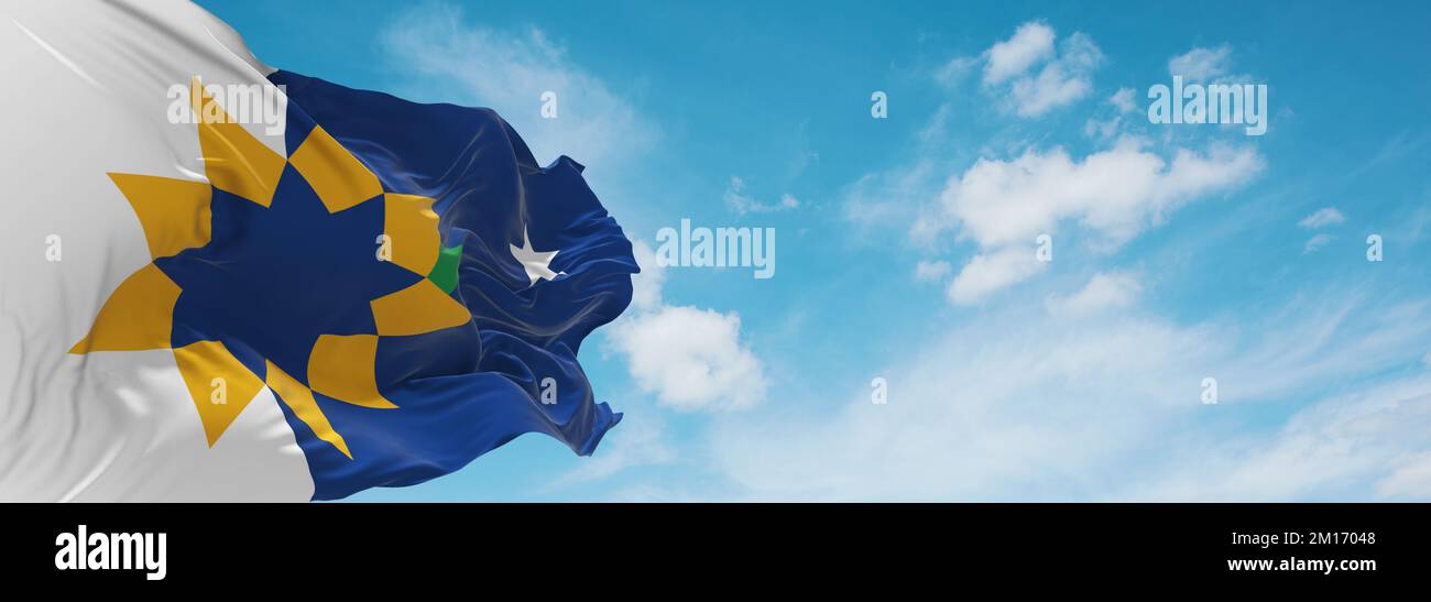 official flag of Topeka, Kansas untied states of America at cloudy sky ...