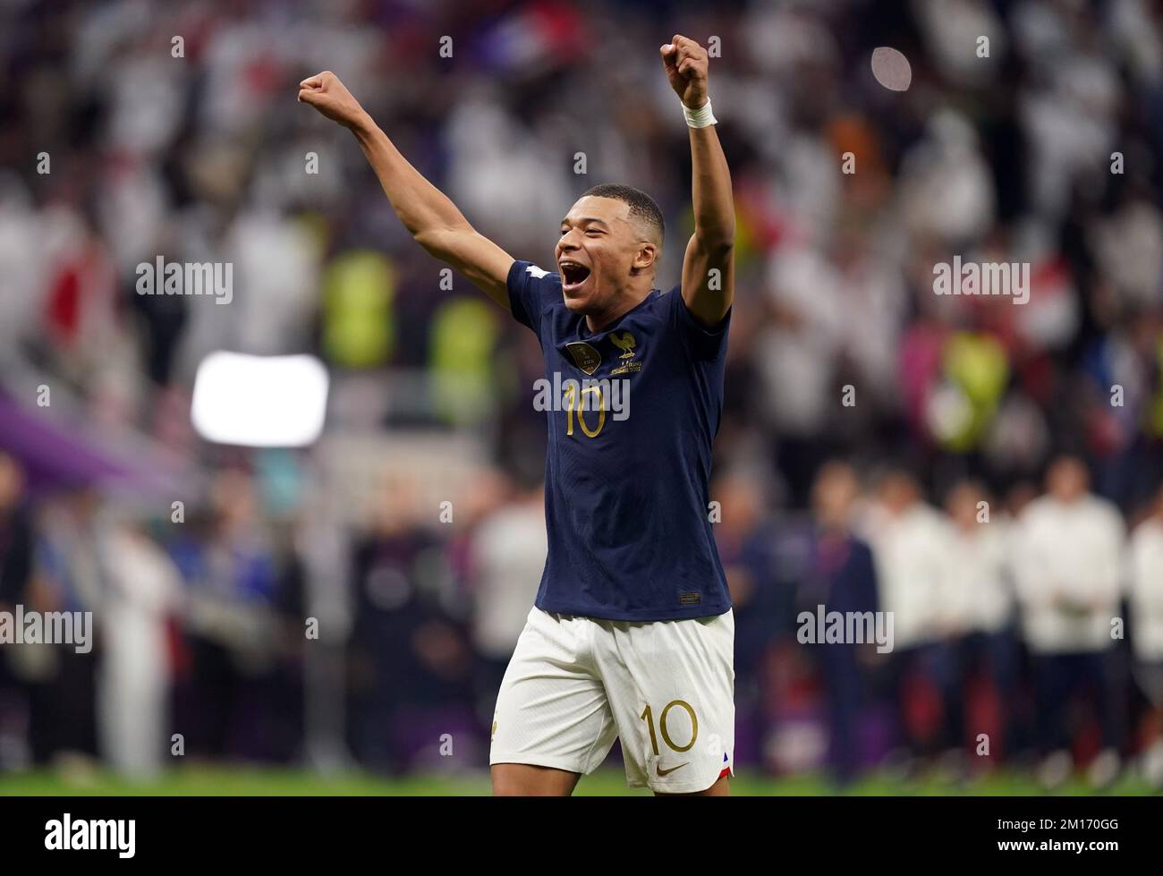 France's Kylian Mbappe celebrates victory following the FIFA World Cup ...