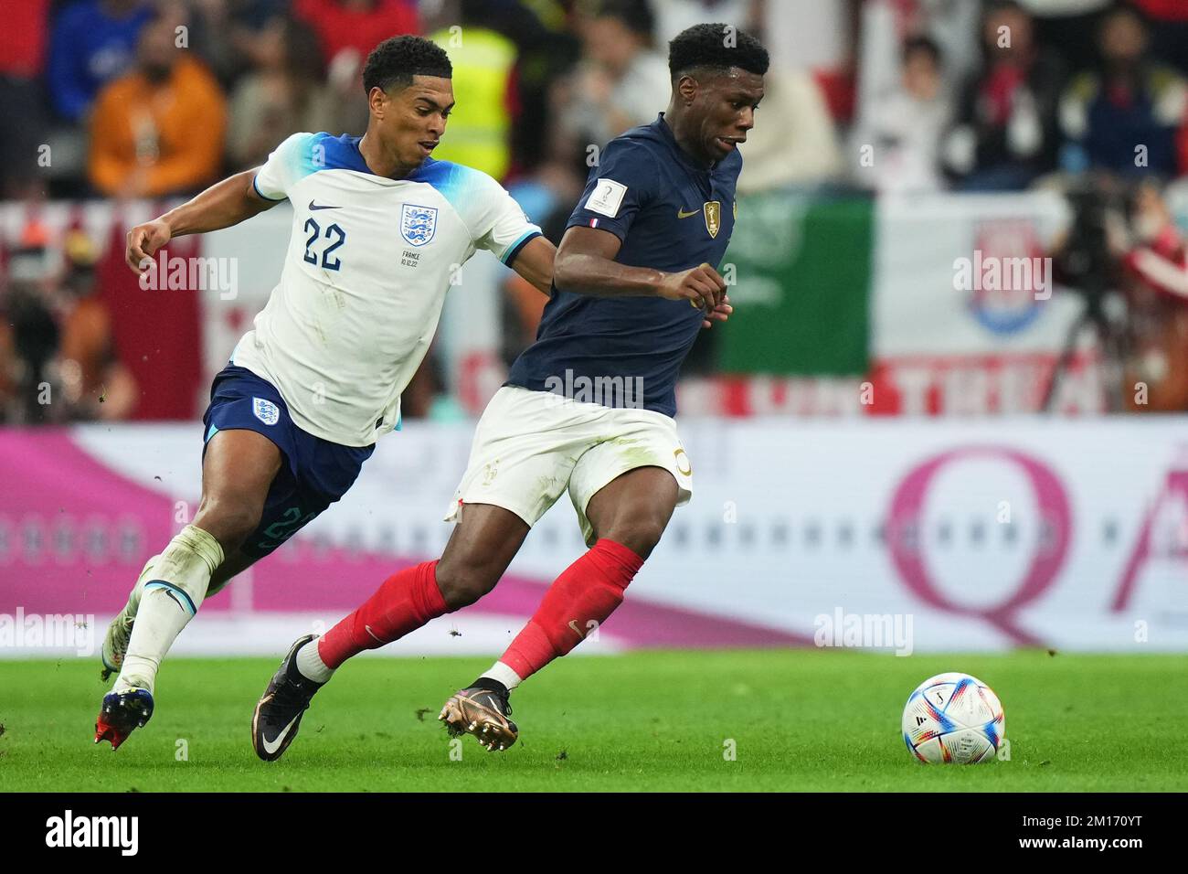 Jude Bellingham of England and Aurelien Tchouameni of France during the ...
