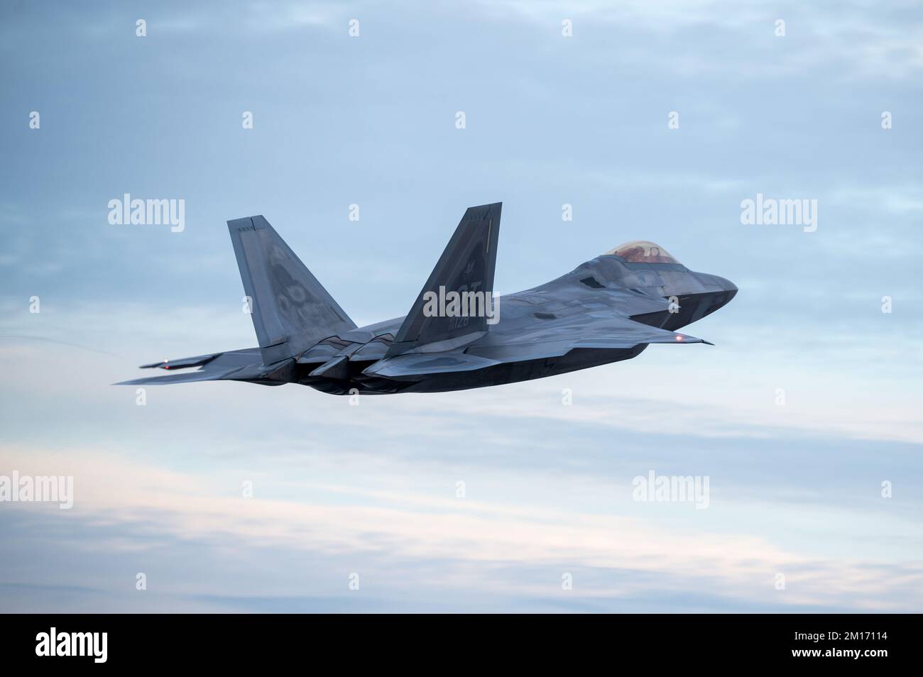 An F-22, assigned to the 422nd Test and Evaluation Squadron, takes off ...
