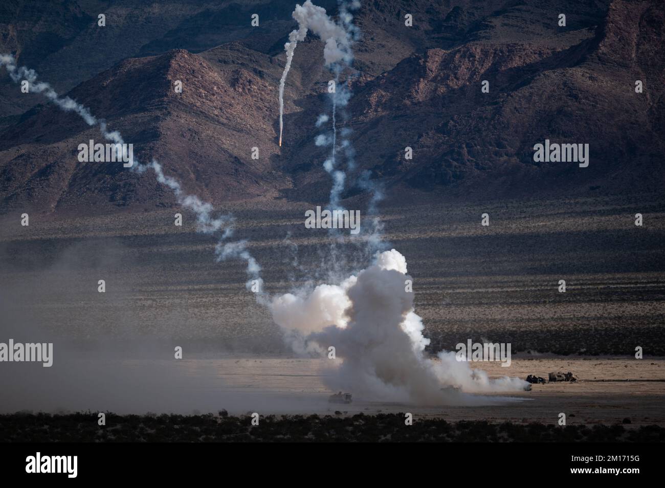 Hydra rockets strike targets during a weapons evaluation mission on the ...