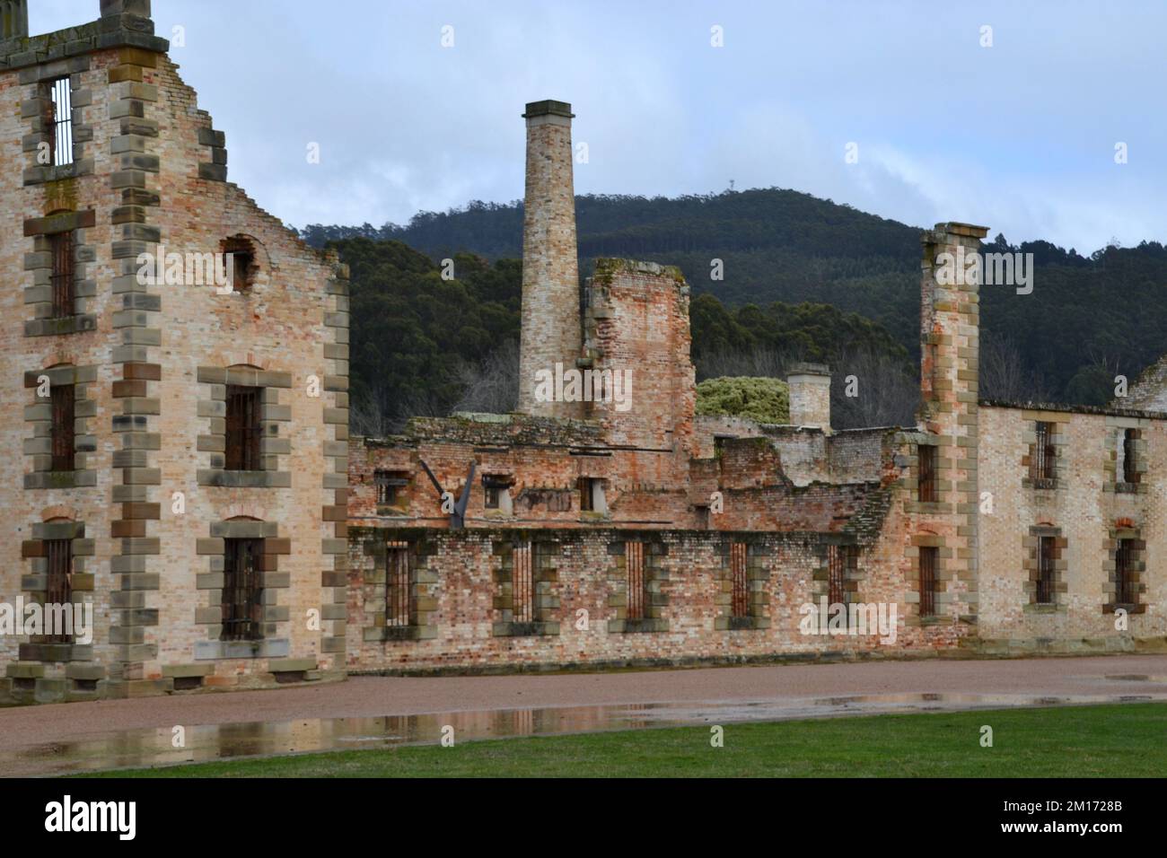 The historical main prison building at the Port Arthur penal colony ...