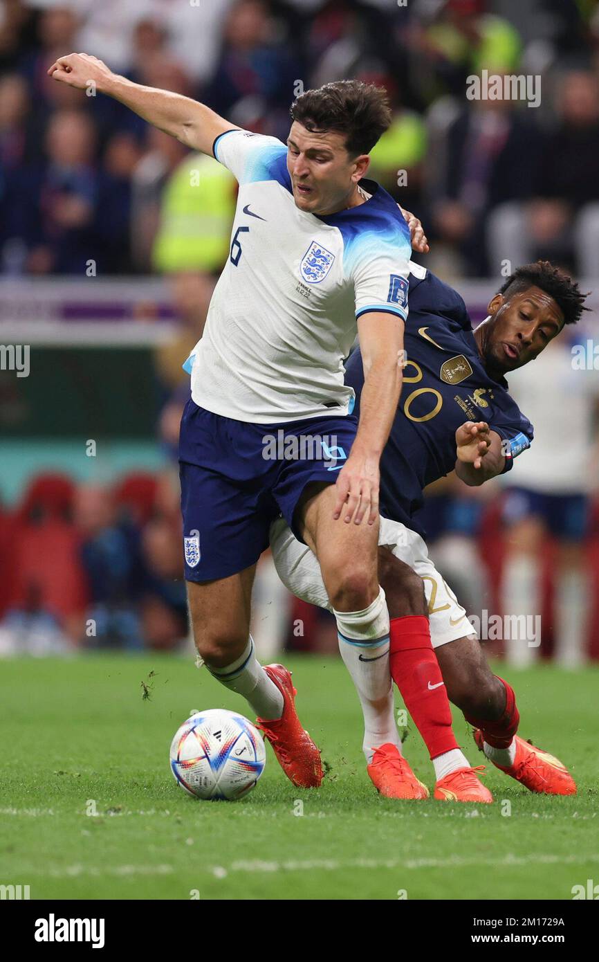 Al Khor, Qatar. 10th Dec, 2022. Harry Maguire (L) of England vies with ...