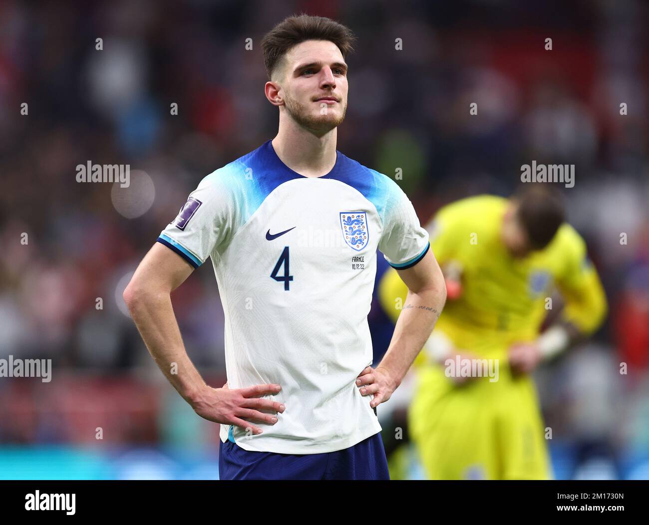 Al Khor, Qatar, 10th December 2022. Declan Rice of England dejected ...