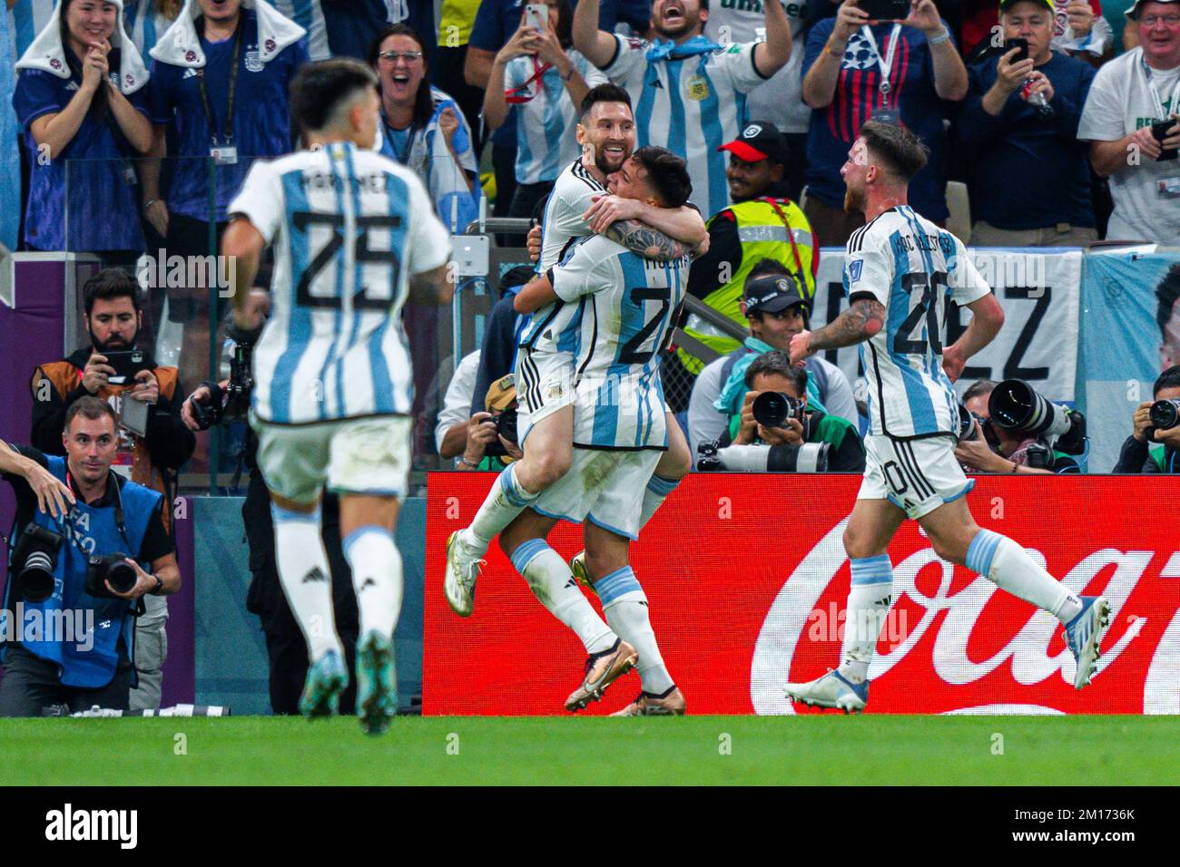 LUSAIL, - DECEMBER 09: Argentina forward Lionel Messi celebrates the ...