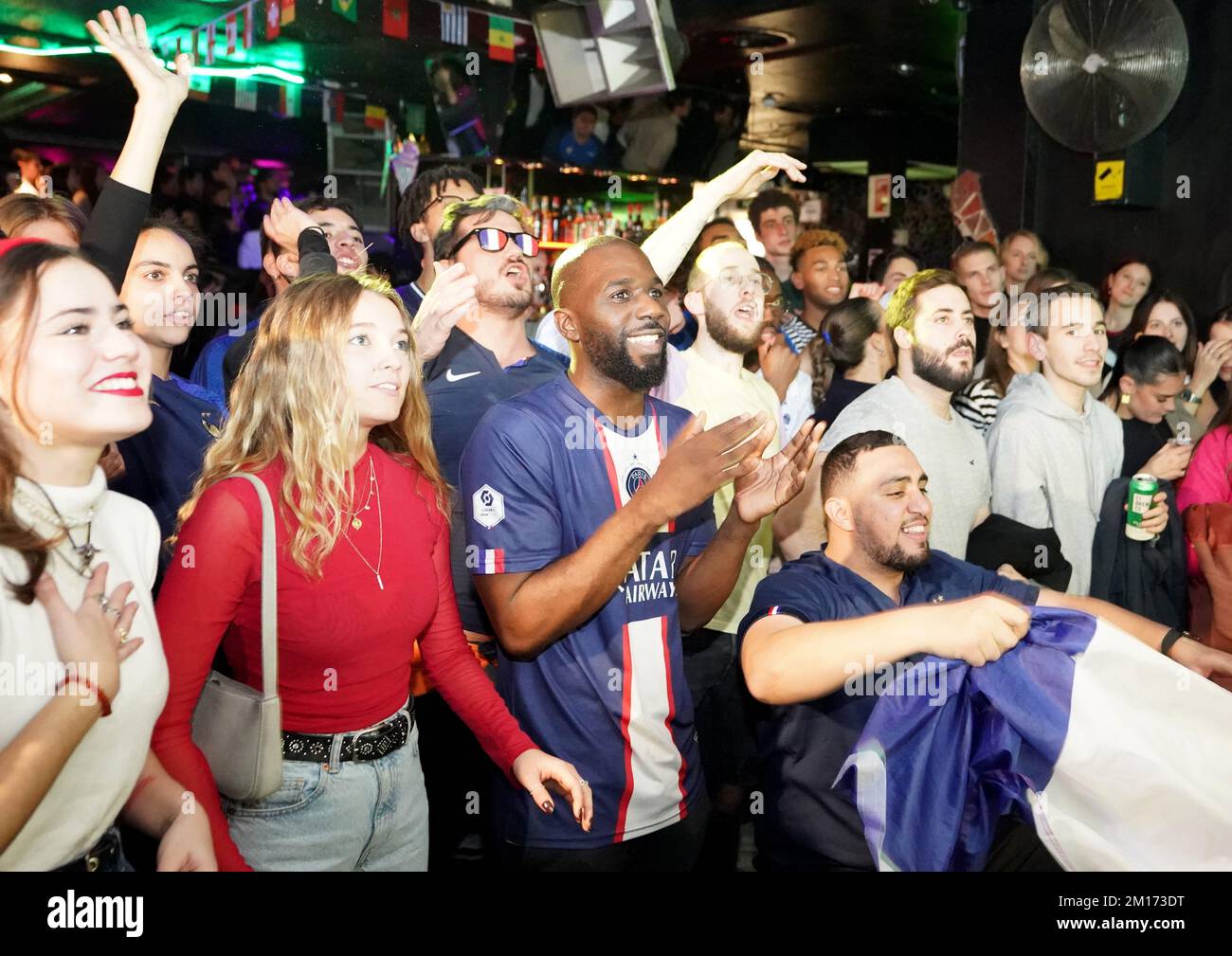 France fans at the Zoo Bar & Club in London, watch a screening of the ...