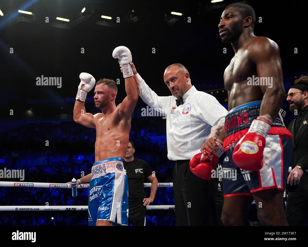 Felix Cash (left) is declared the winner over Celso Neves after their ...