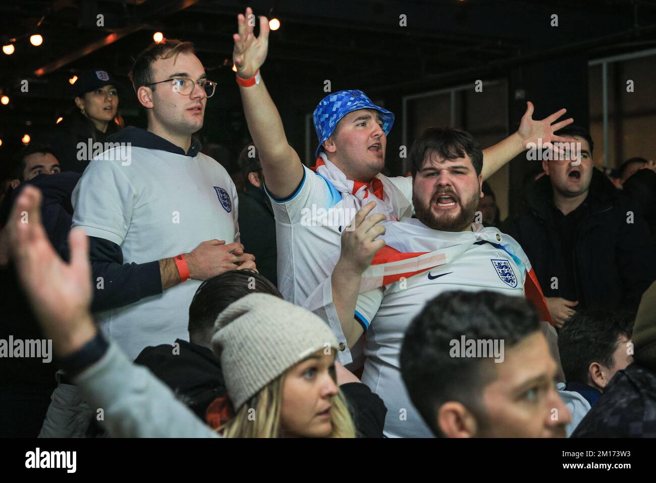 London, UK. 08th Dec, 2022. Emotions run high as fans watch the England ...
