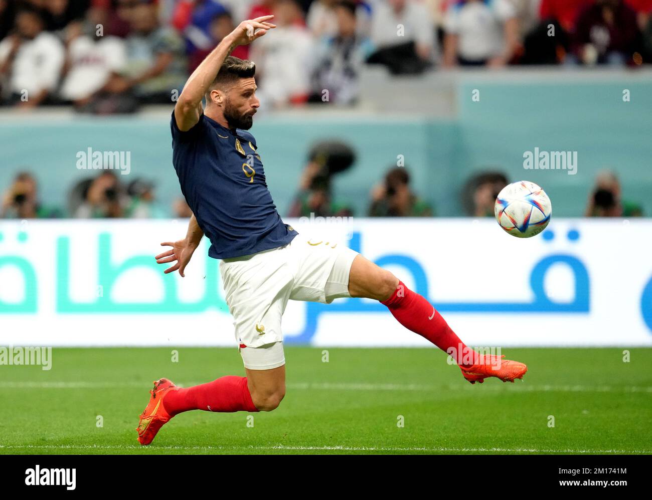 France's Olivier Giroud has a shot on goal during the FIFA World Cup ...