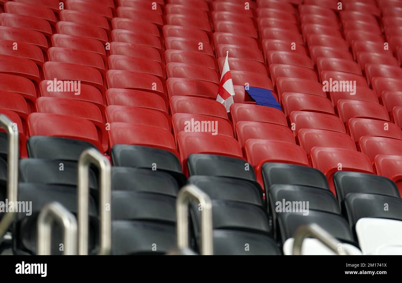 An England flag left behind in the stands following defeat after the ...