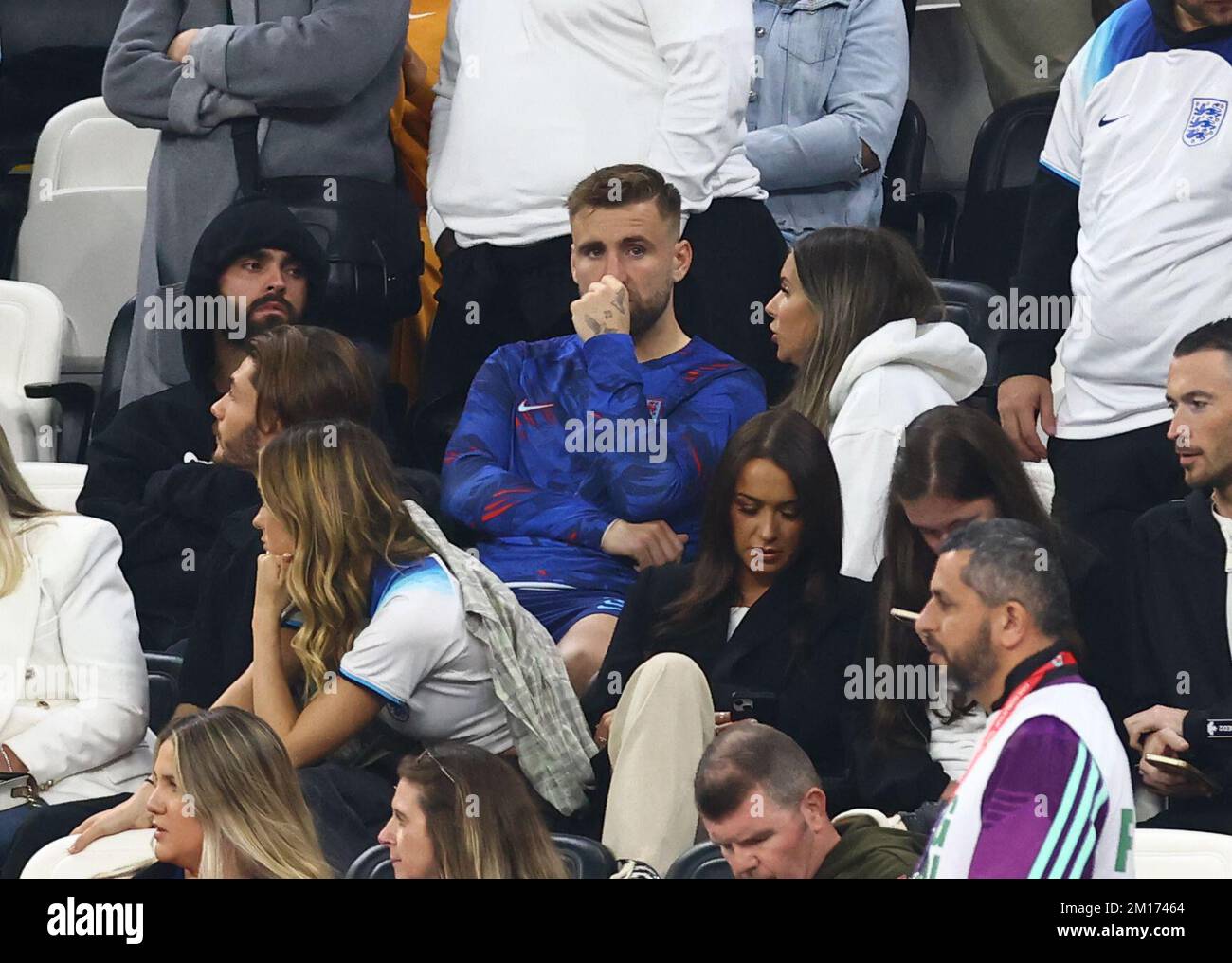 Al Khor, Qatar, 10th December 2022. Luke Shaw of England dejected ...