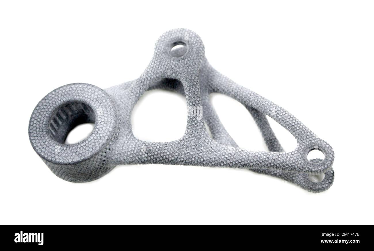 Gray model printed on 3D printer in laboratory office. Object printed ...