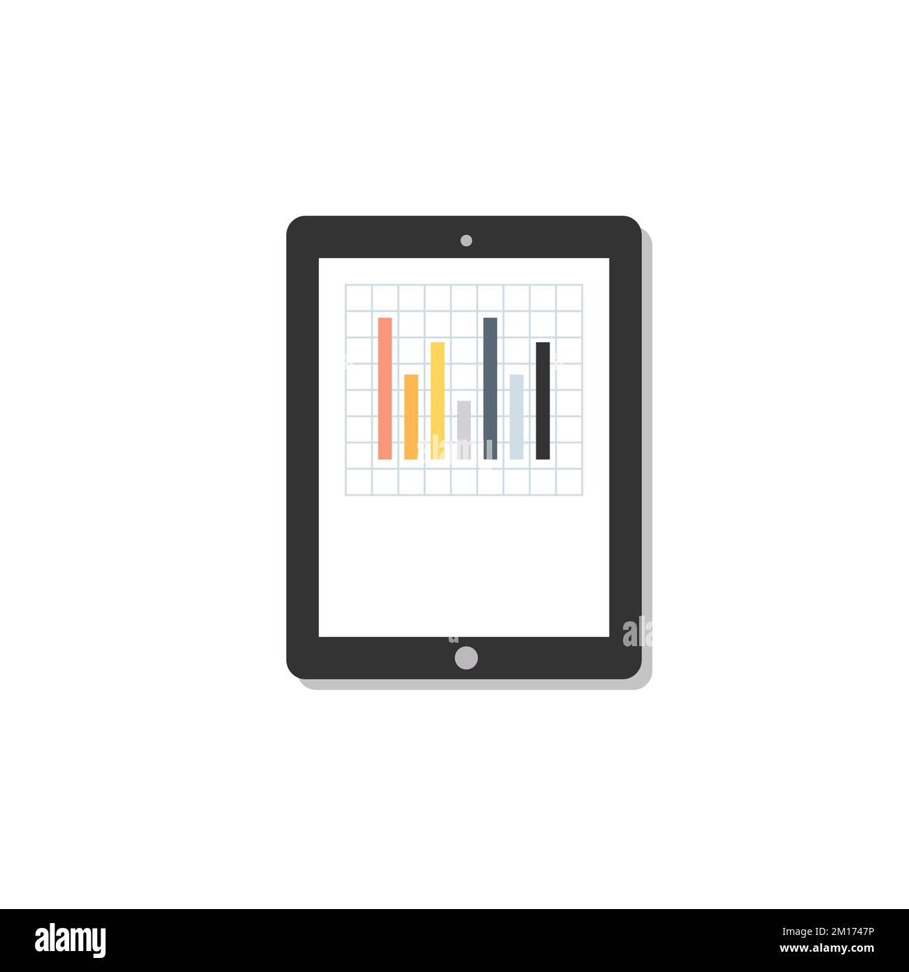 A vector of an iPad with a colorful column graph isolated on white ...