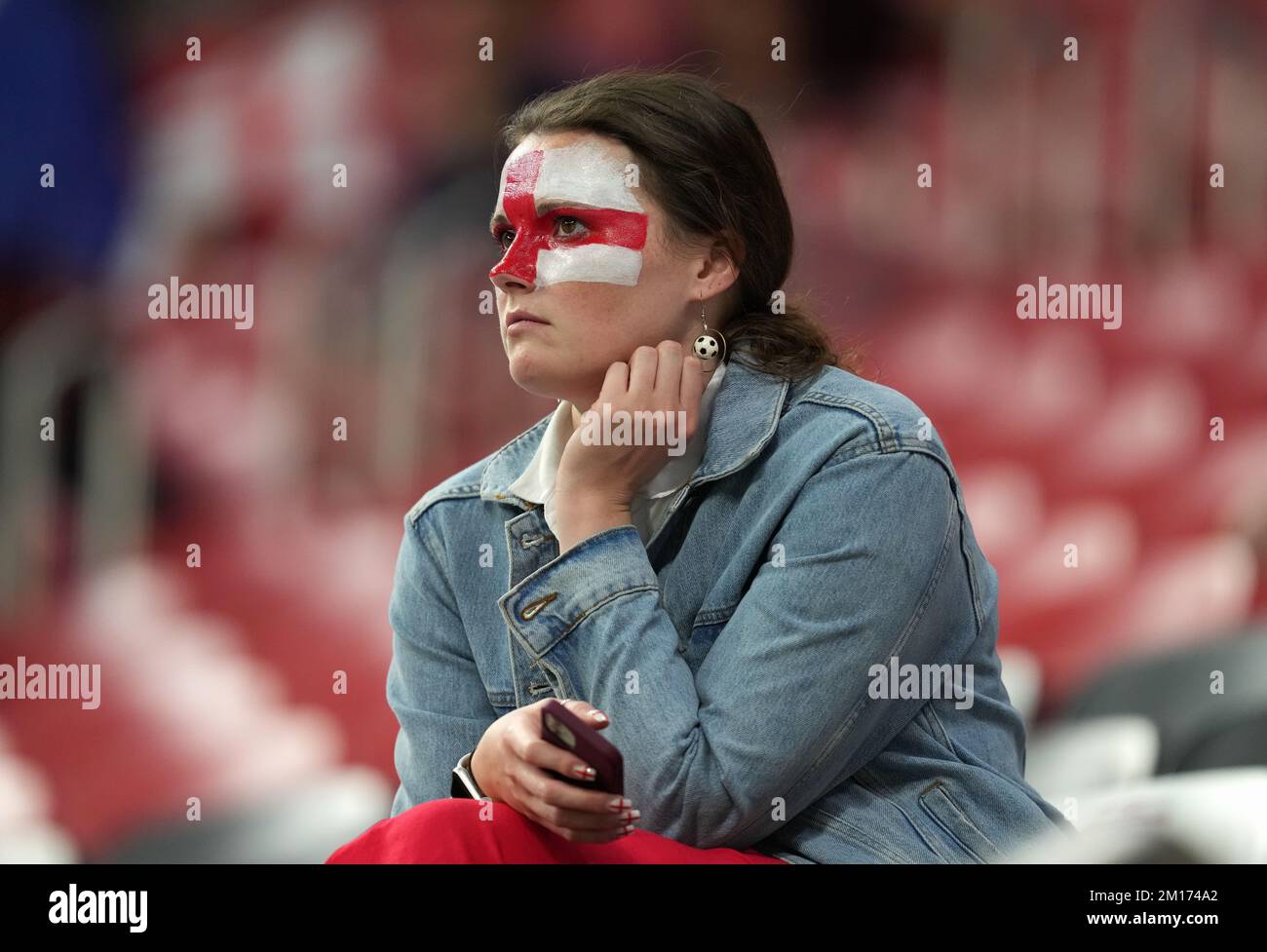 A dejected England fan in the stands following defeat after the FIFA ...
