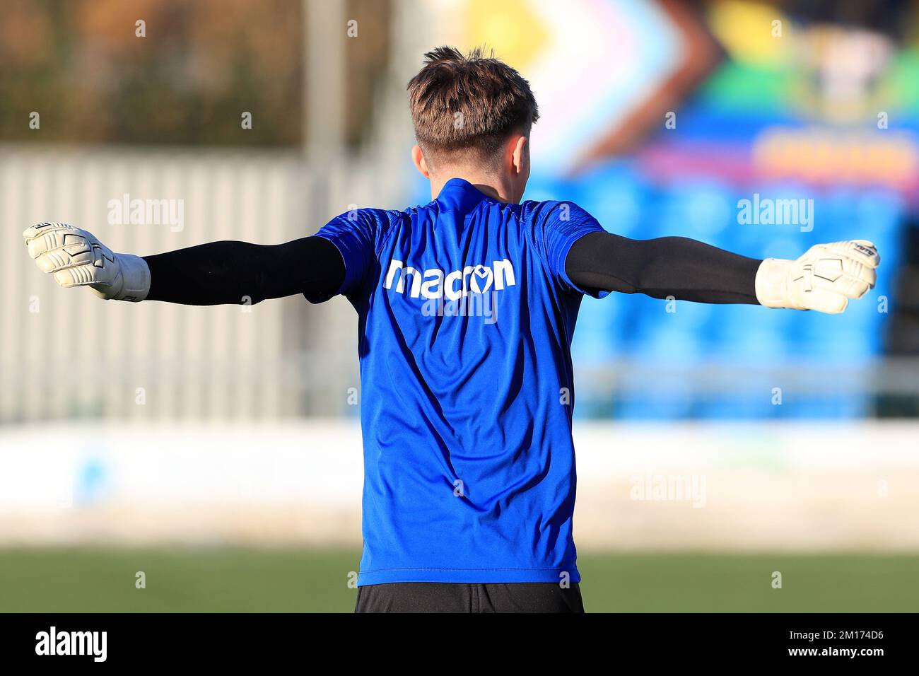 Sutton, UK. 10th Dec, 2022. Ted Collins of Colchester United warms up ...