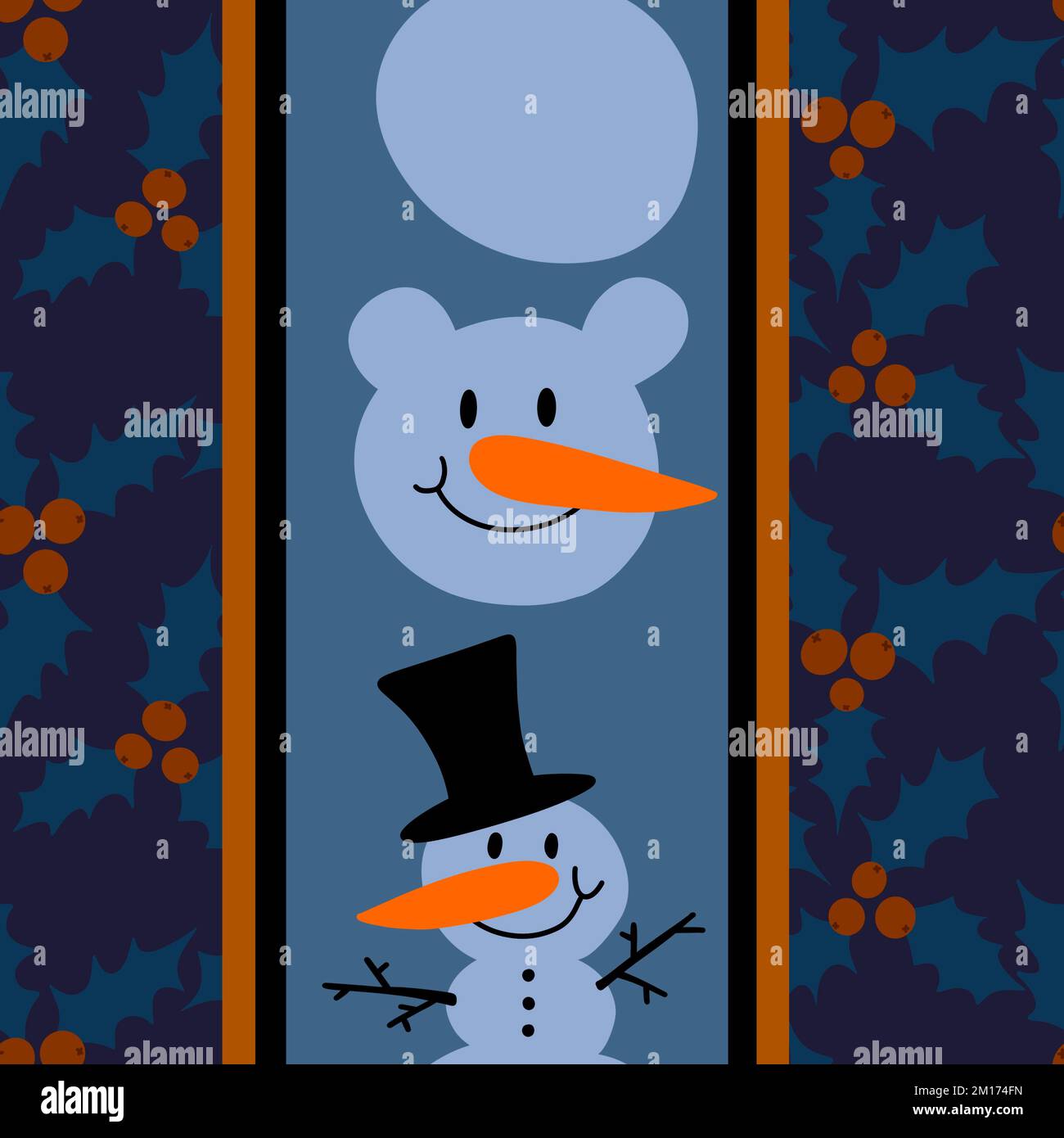 Winter seamless snowman and snowflakes pattern for Christmas wrapping ...