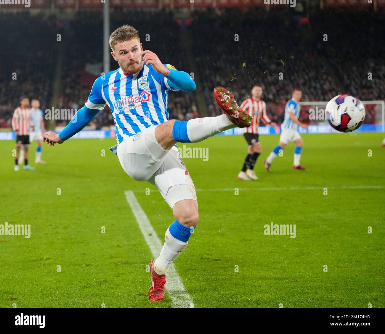 Danny Ward #25 of Huddersfield Town crosses the ball during the Sky Bet ...