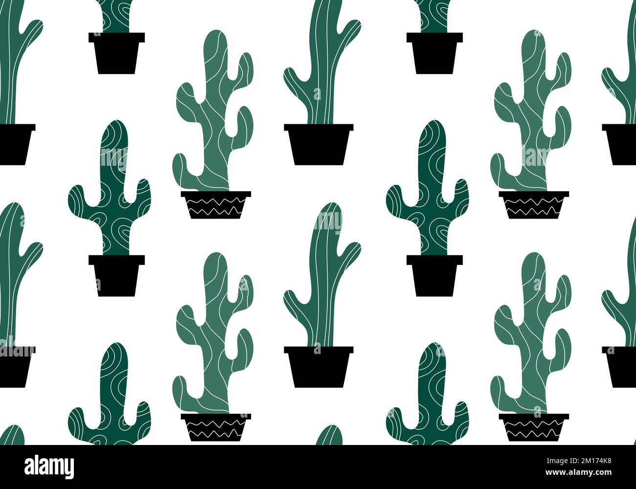 Summer floral seamless cartoon cactus pattern for wrapping paper and ...