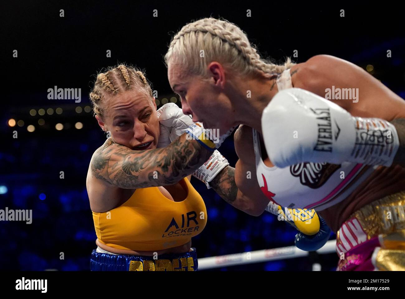 Ebanie Bridges (left) and Shannon O'Connell in action in their IBF ...