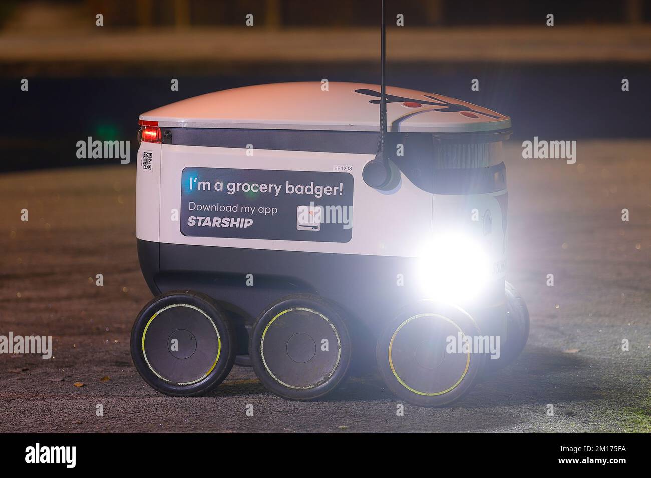 Driverless robots dressed as reindeers whilst delivering groceries to ...