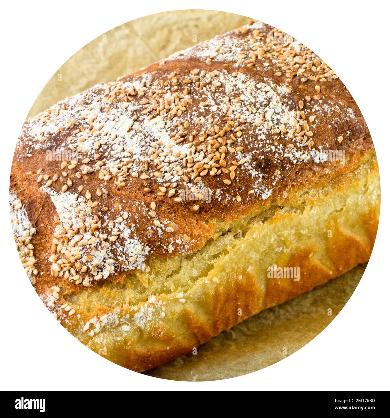 Fresh baked nutritious and golden colored bread homemade, isolated on ...