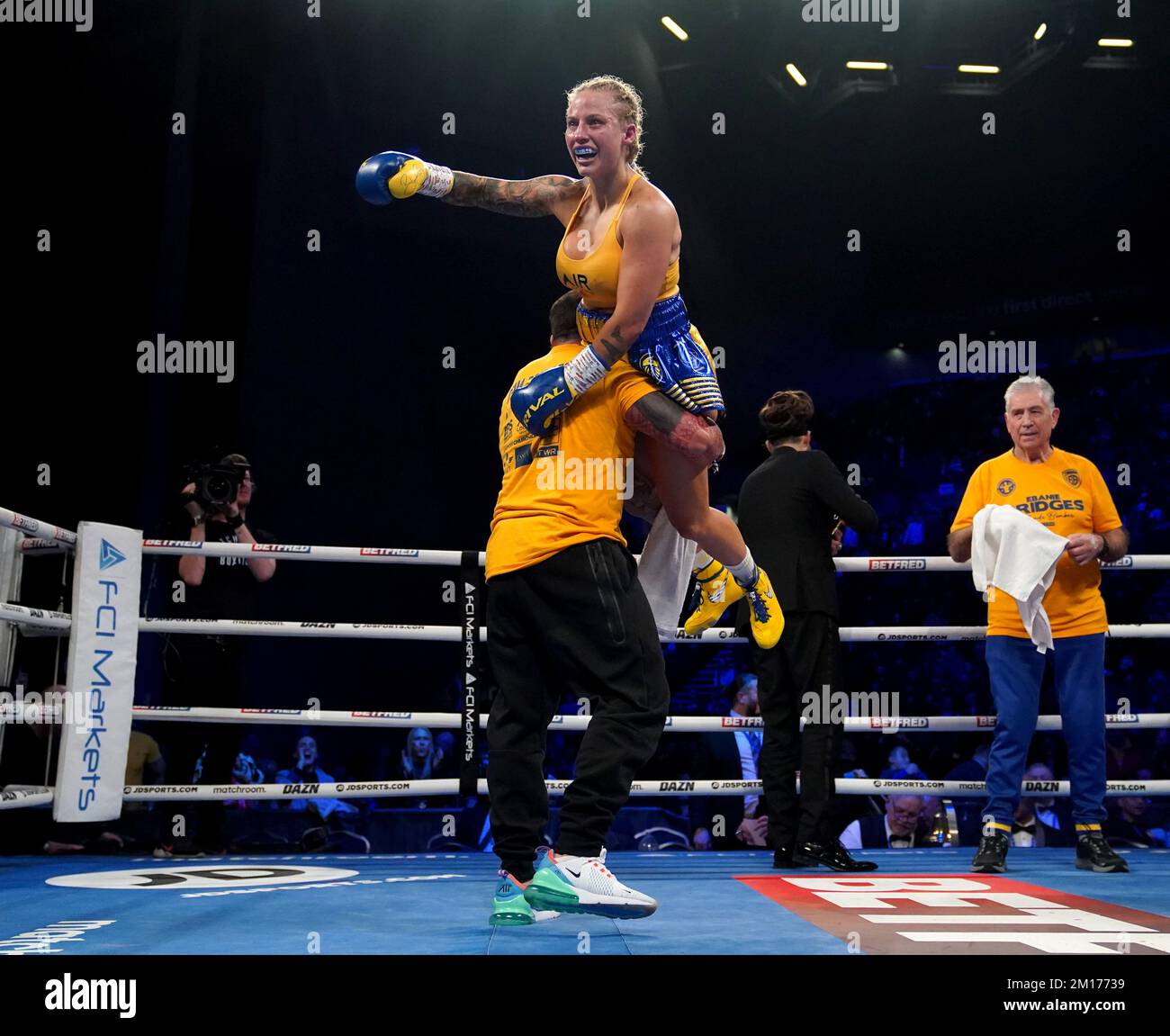 Ebanie Bridges celebrates victory over Shannon O'Connell after their ...